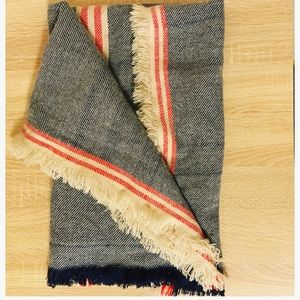Merona | Accessories | Blanket Scarf Offwhite Bright Red Navy | Poshmark